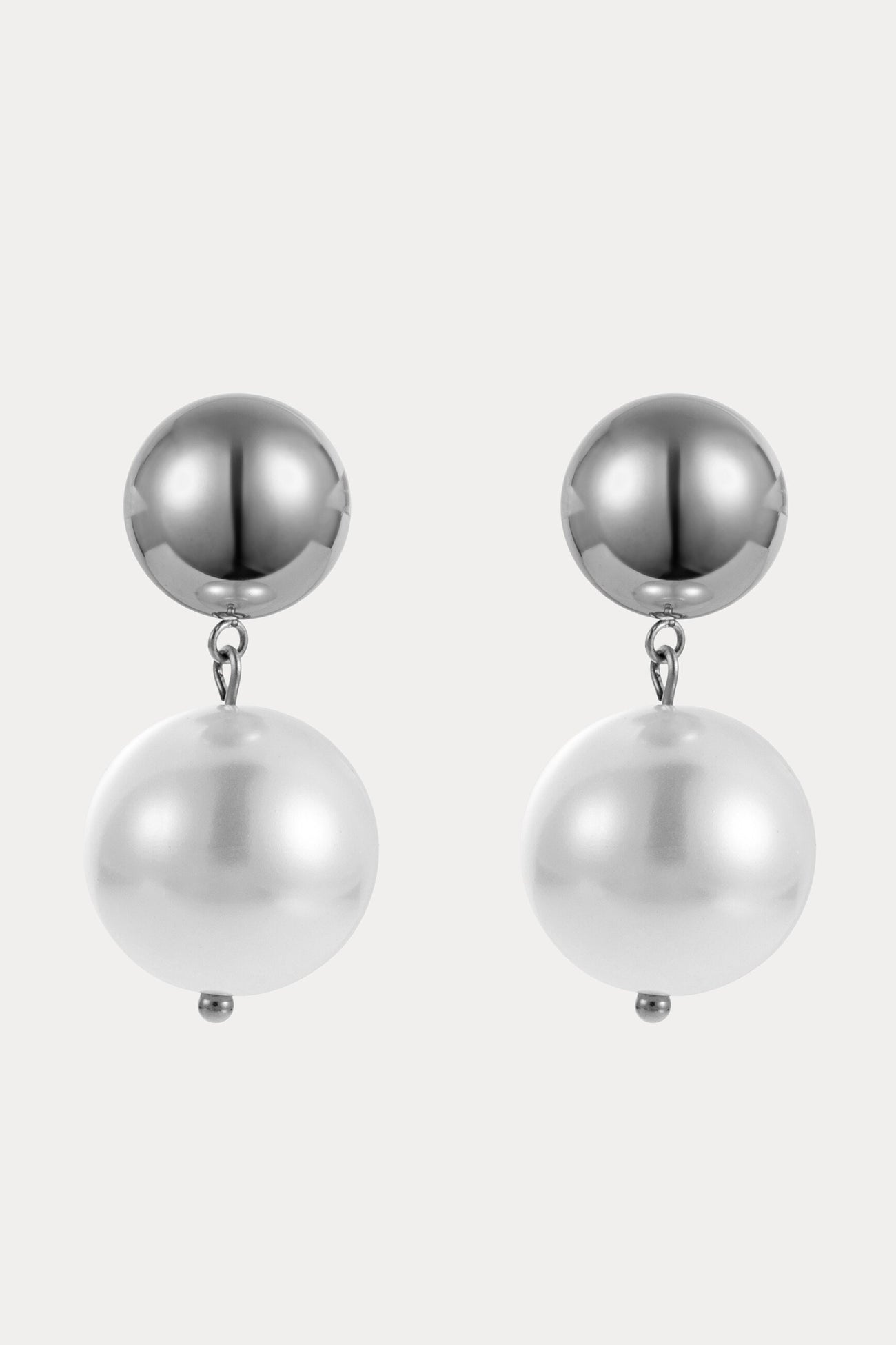 By jolima - BY JOLIMA - Jolie Pearl Earring, Steel Silver