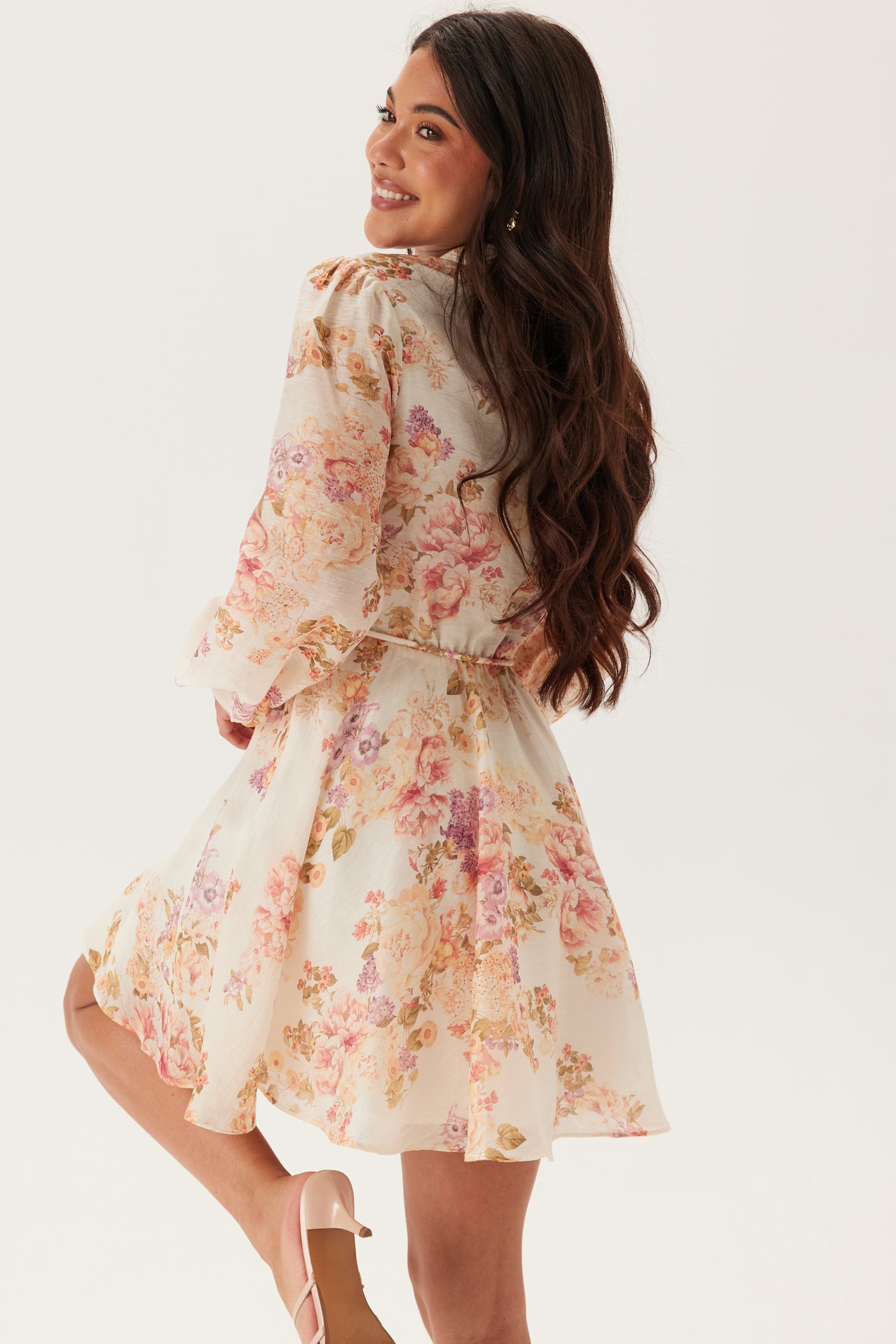 Forever new - FOREVER NEW - Rhys Fluted Mini Dress Coral Empress Floral