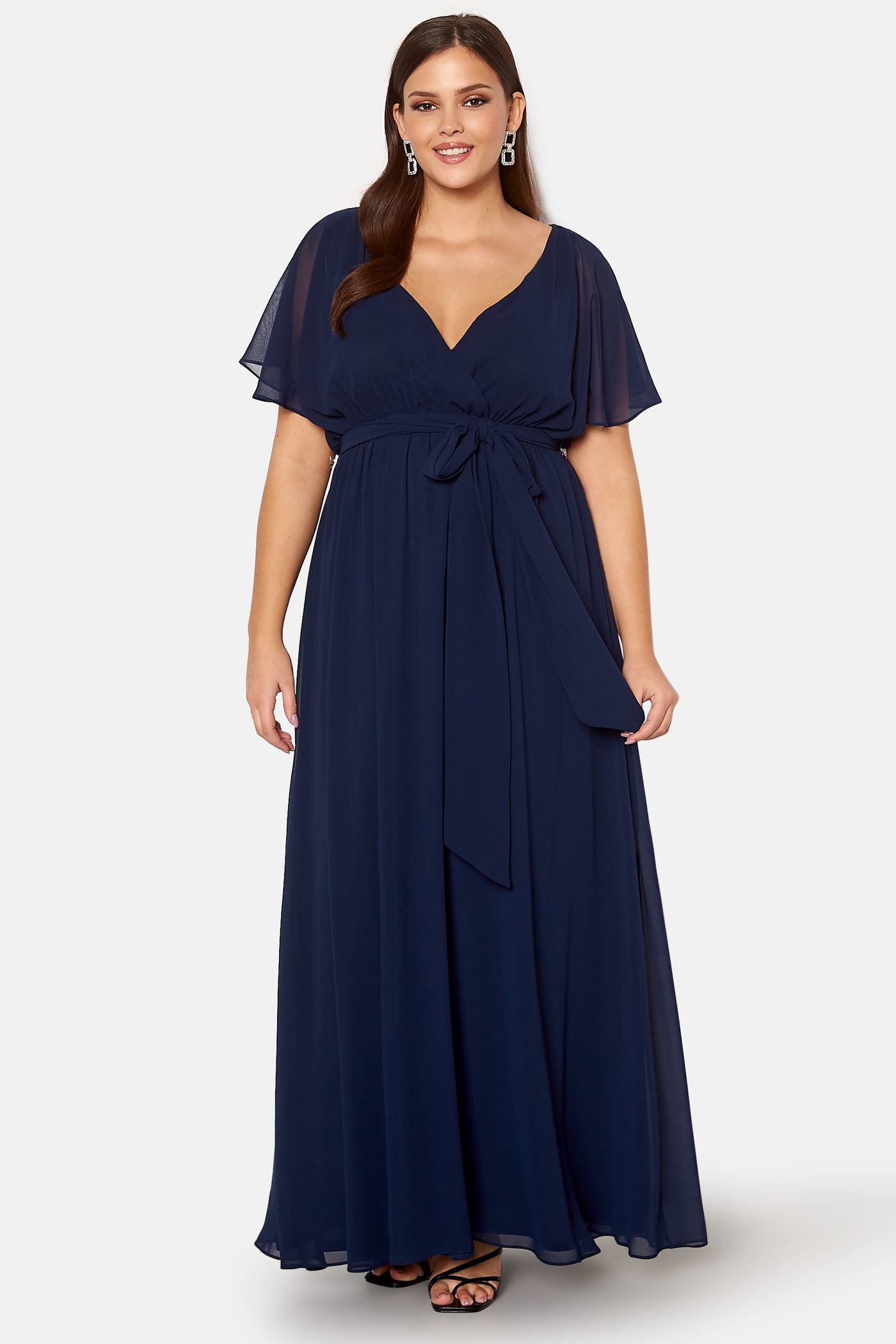 Goddiva curve - Goddiva Curve - Flutter Sleeve Chiffon Maxi Curve Dress ...