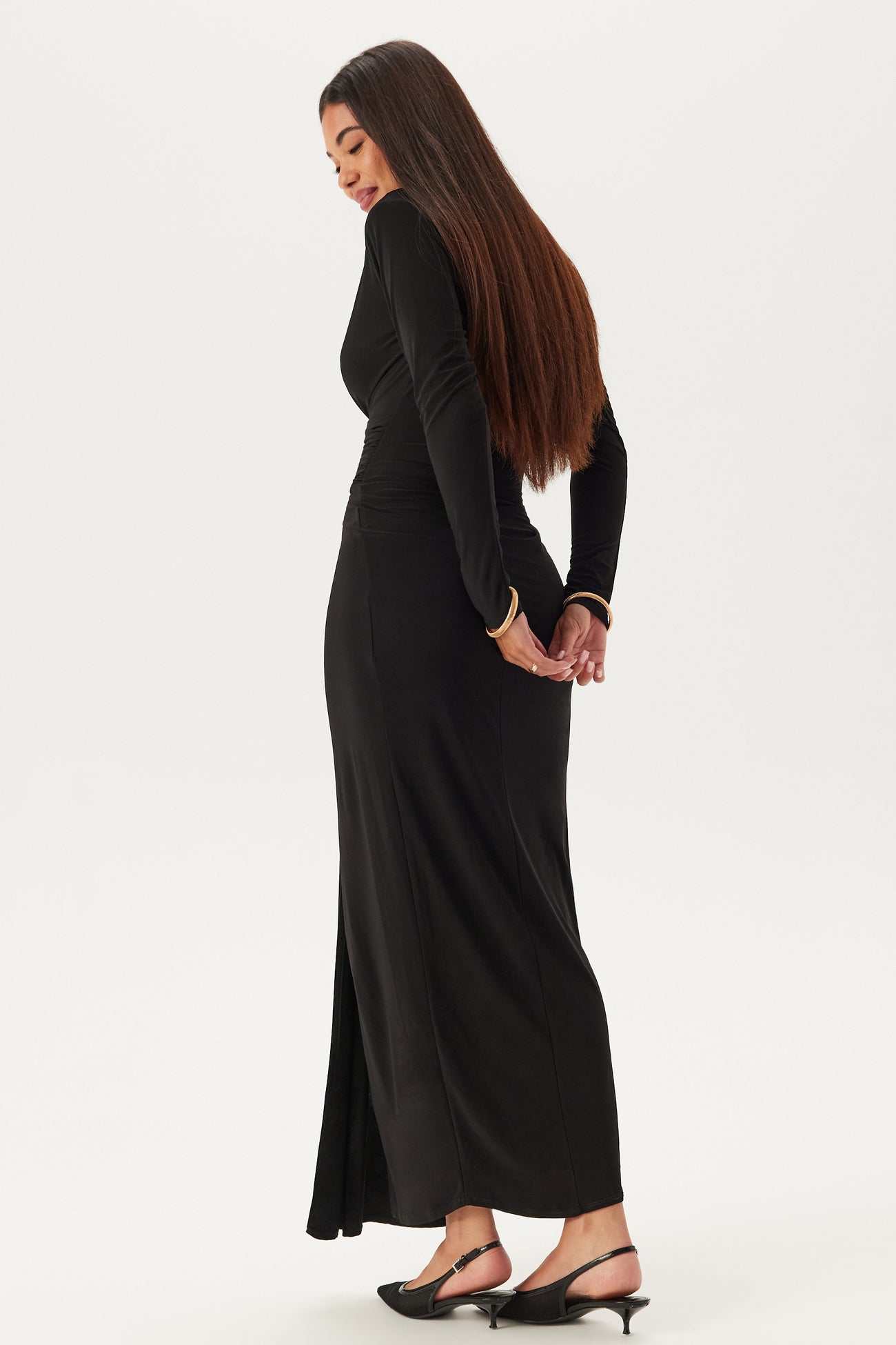 John zack - John Zack - Deep V Wrap Front Maxi Dress Black