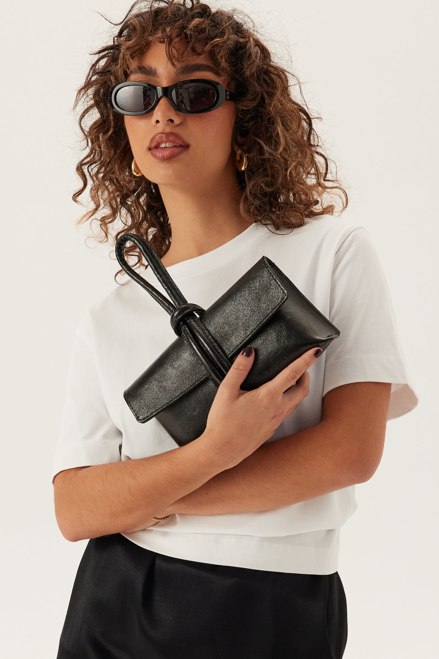 Latalia - Latalia - Barletta Shiny Leather Bag D101 Black