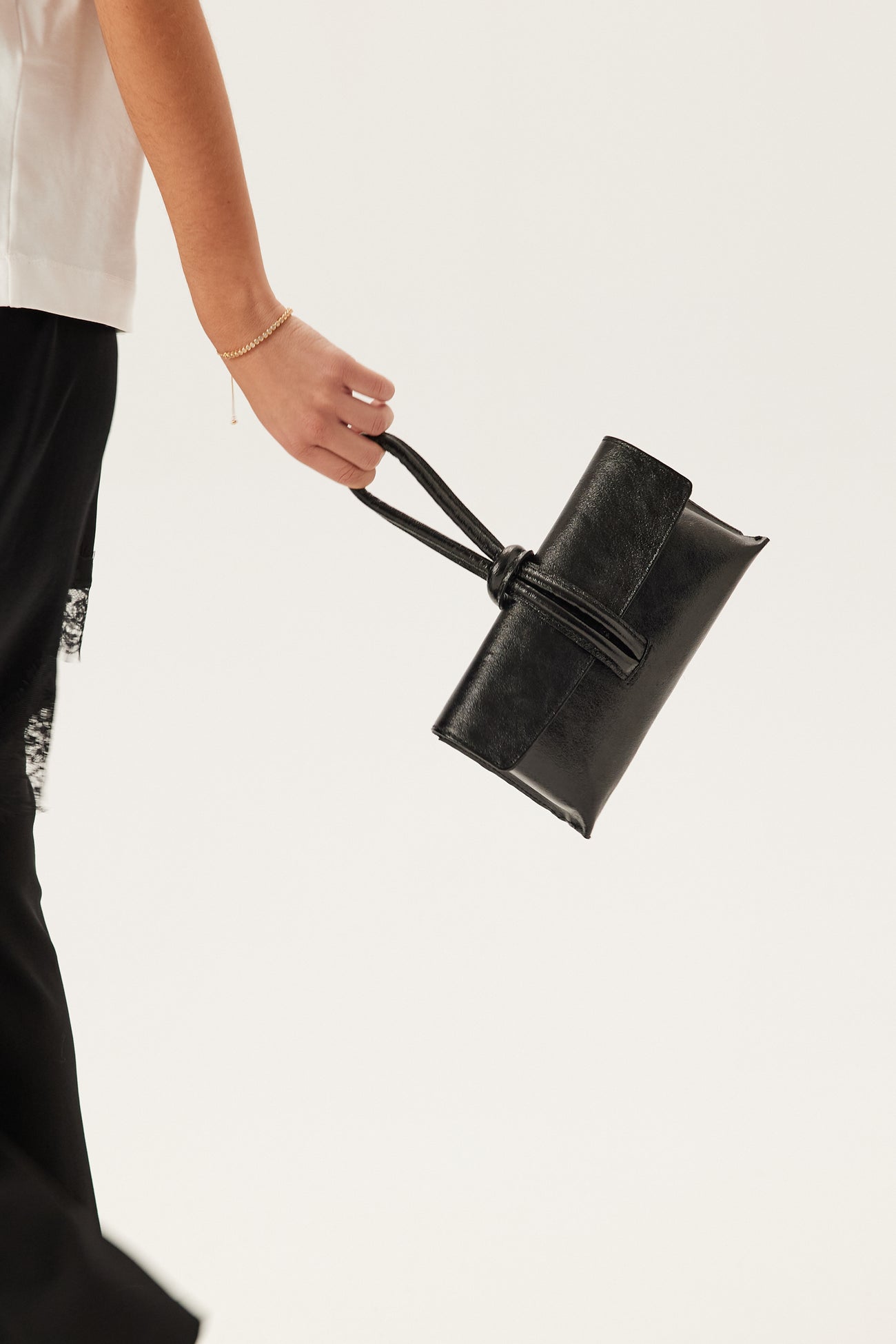 Latalia - Latalia - Barletta Shiny Leather Bag D101 Black