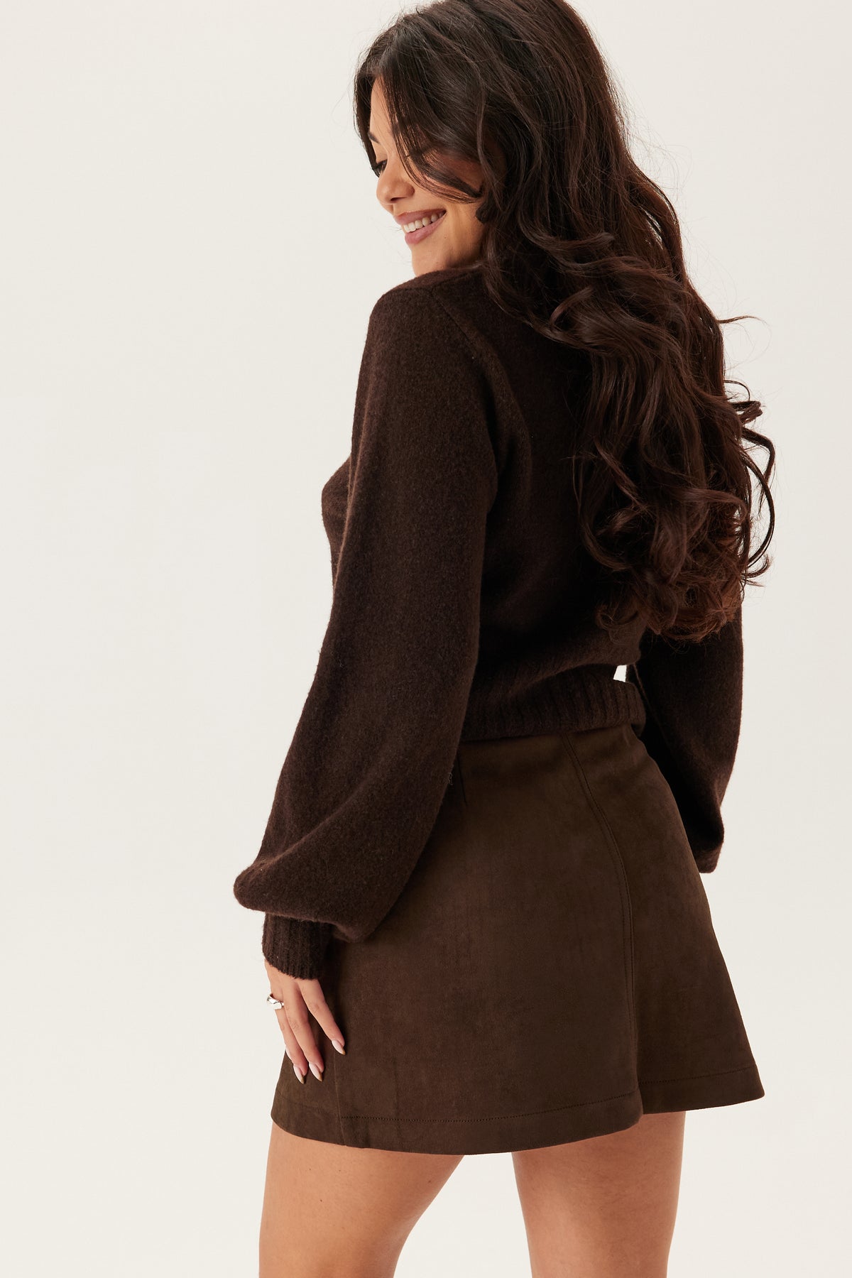 Only - ONLY - Onlamazing-stina Faux Suede Skirt Chocolate Torte
