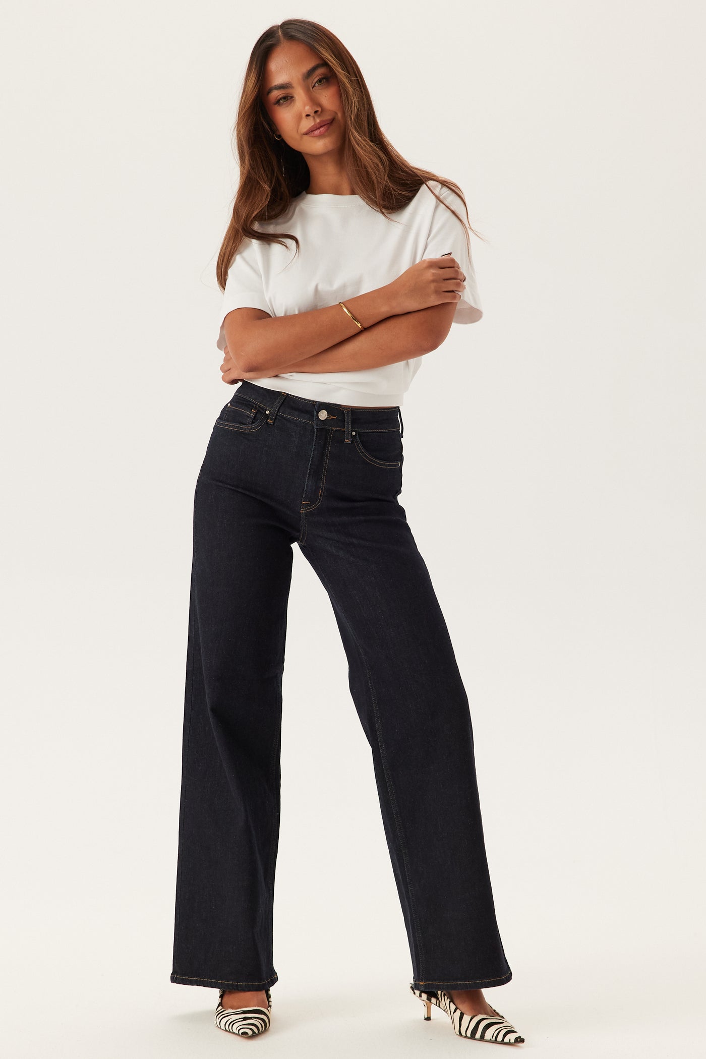 Only - ONLY - Onlmadison Blush Hw Wide Dnm R Dark Blue Denim Detail:RINSE