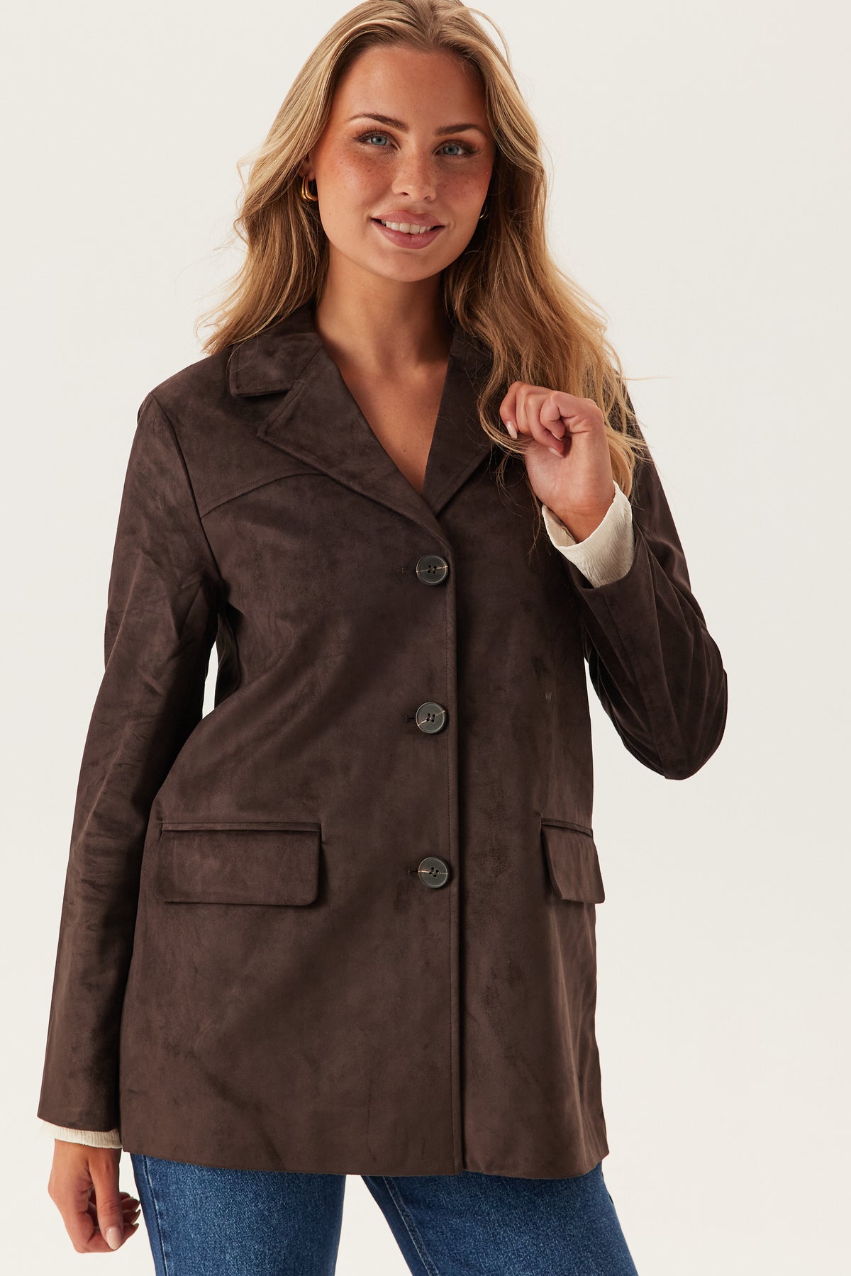 Only – Onltulip Faux Suede Blazer Coa – Blazers – Brown