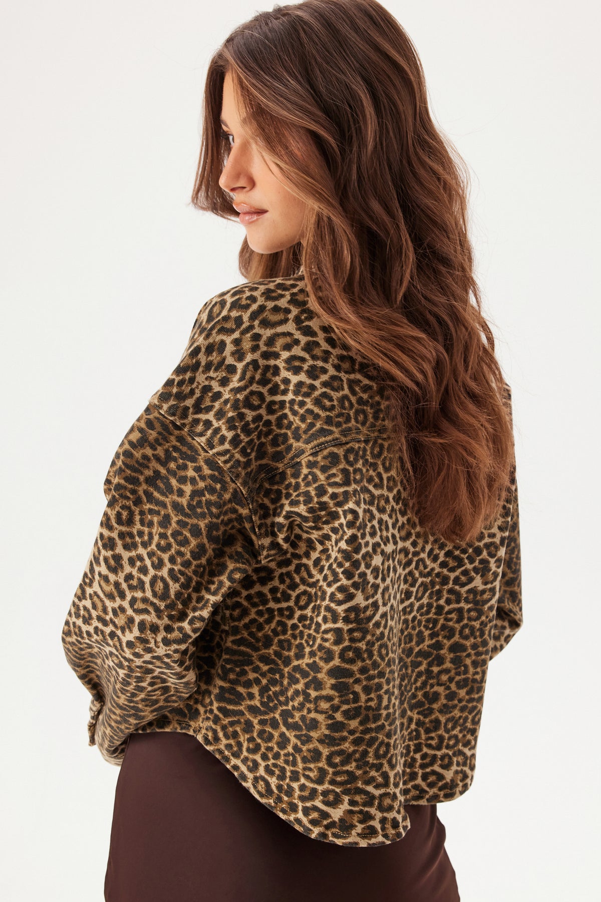 Pieces - Pieces - Pcastrid Ls Short Shirt Black AOP:Leo Denim