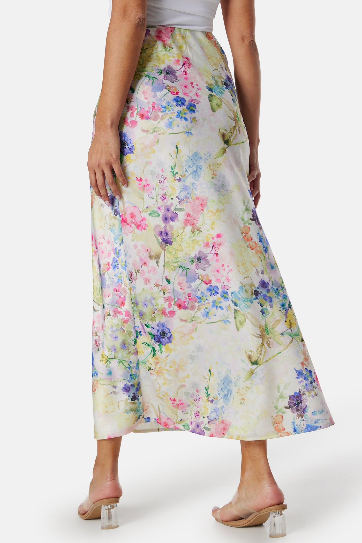Pieces - Pieces - Pcmari High Waist long skirt Cloud Dancer AOP:FLOWER