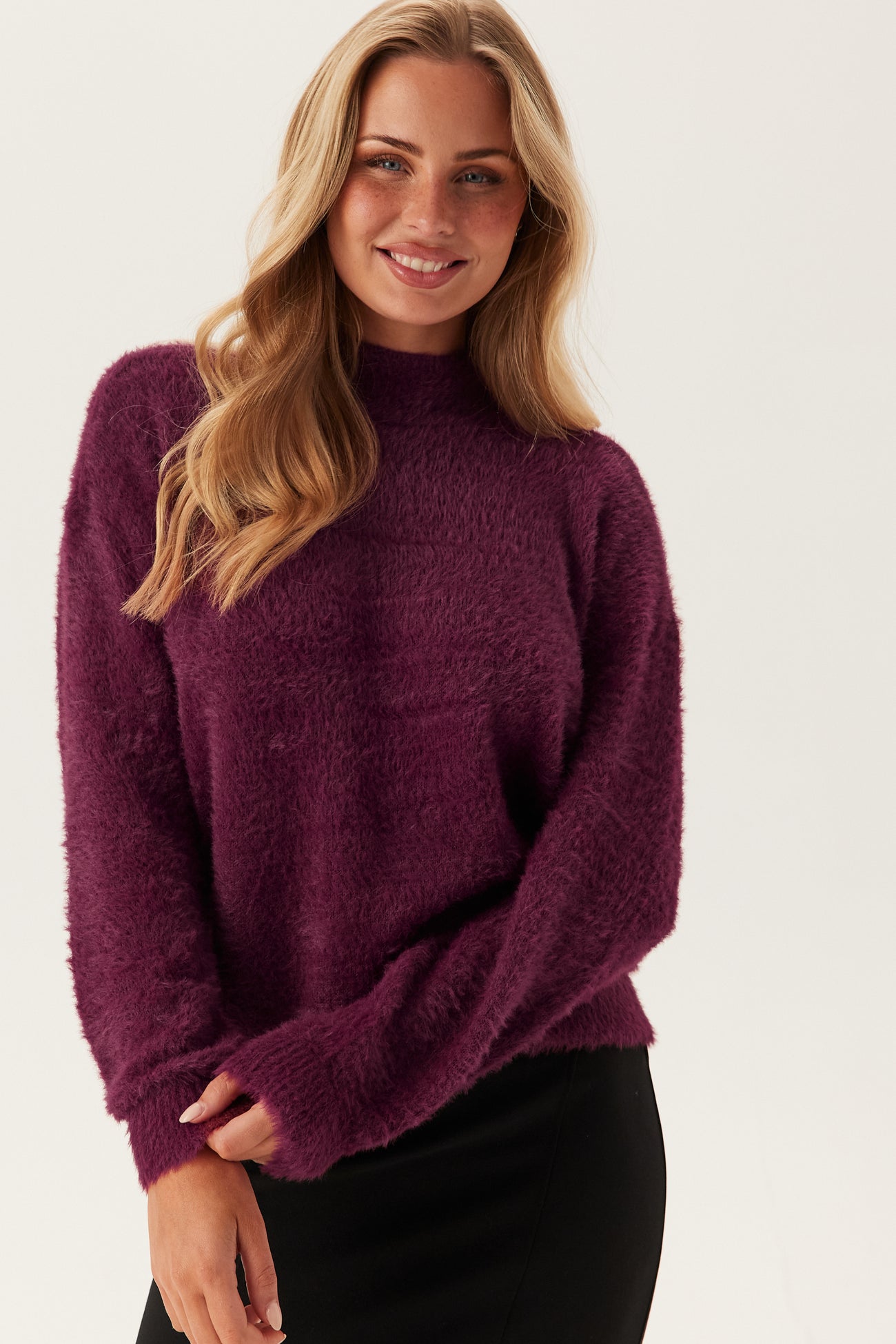 Pieces - Pieces - Pcovy Ls Mock Neck Knit Tawny Port