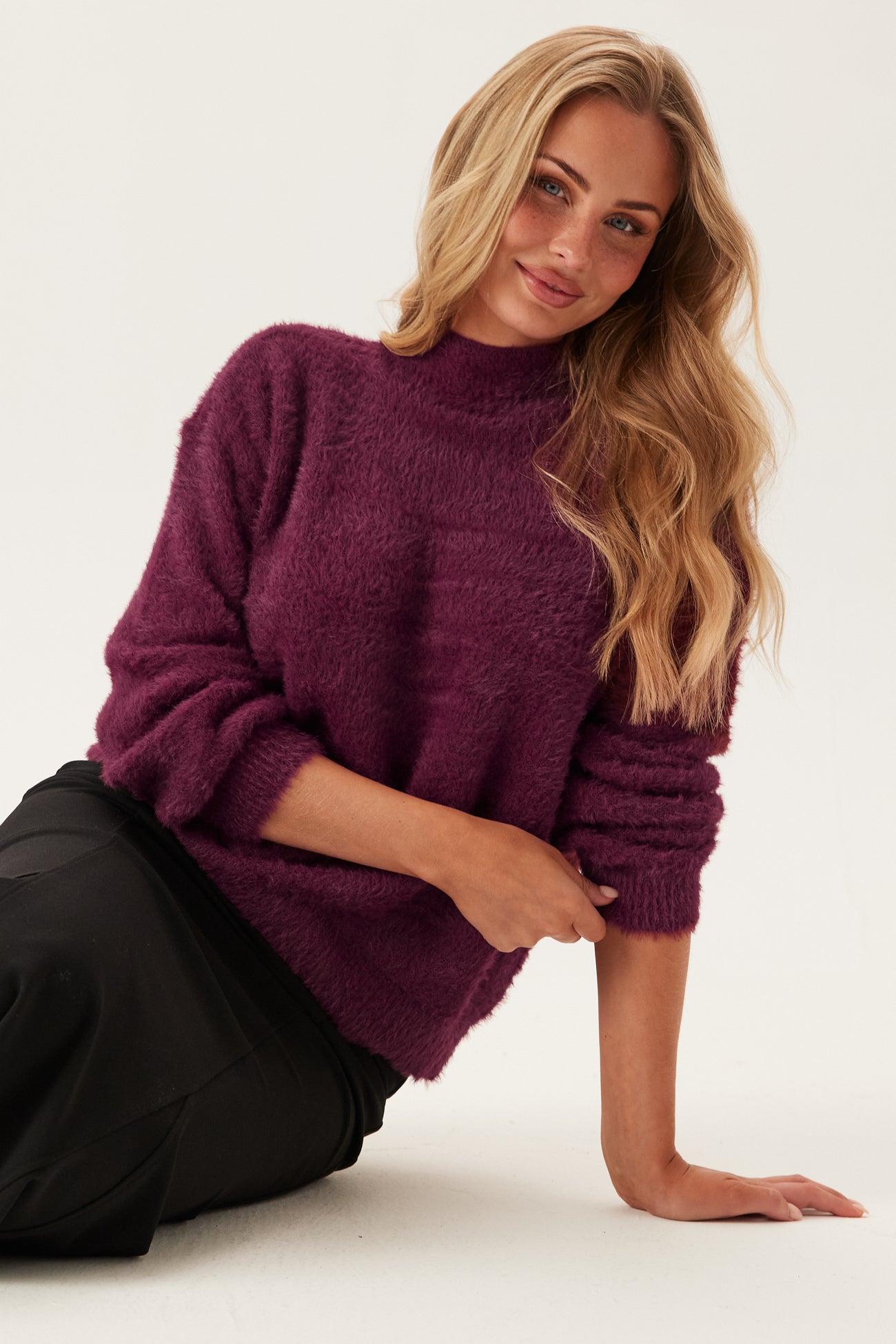 Pieces - Pieces - Pcovy Ls Mock Neck Knit Tawny Port
