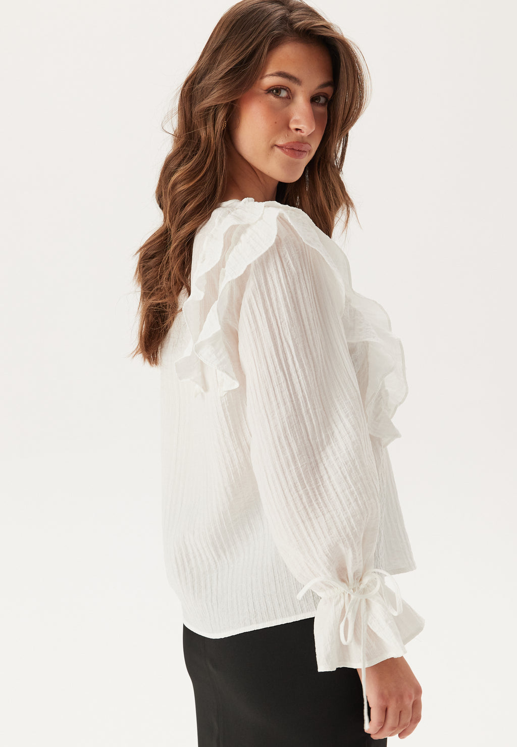 Vero moda – Vmkausa Frill Ls Top – Blouses & shirts – White