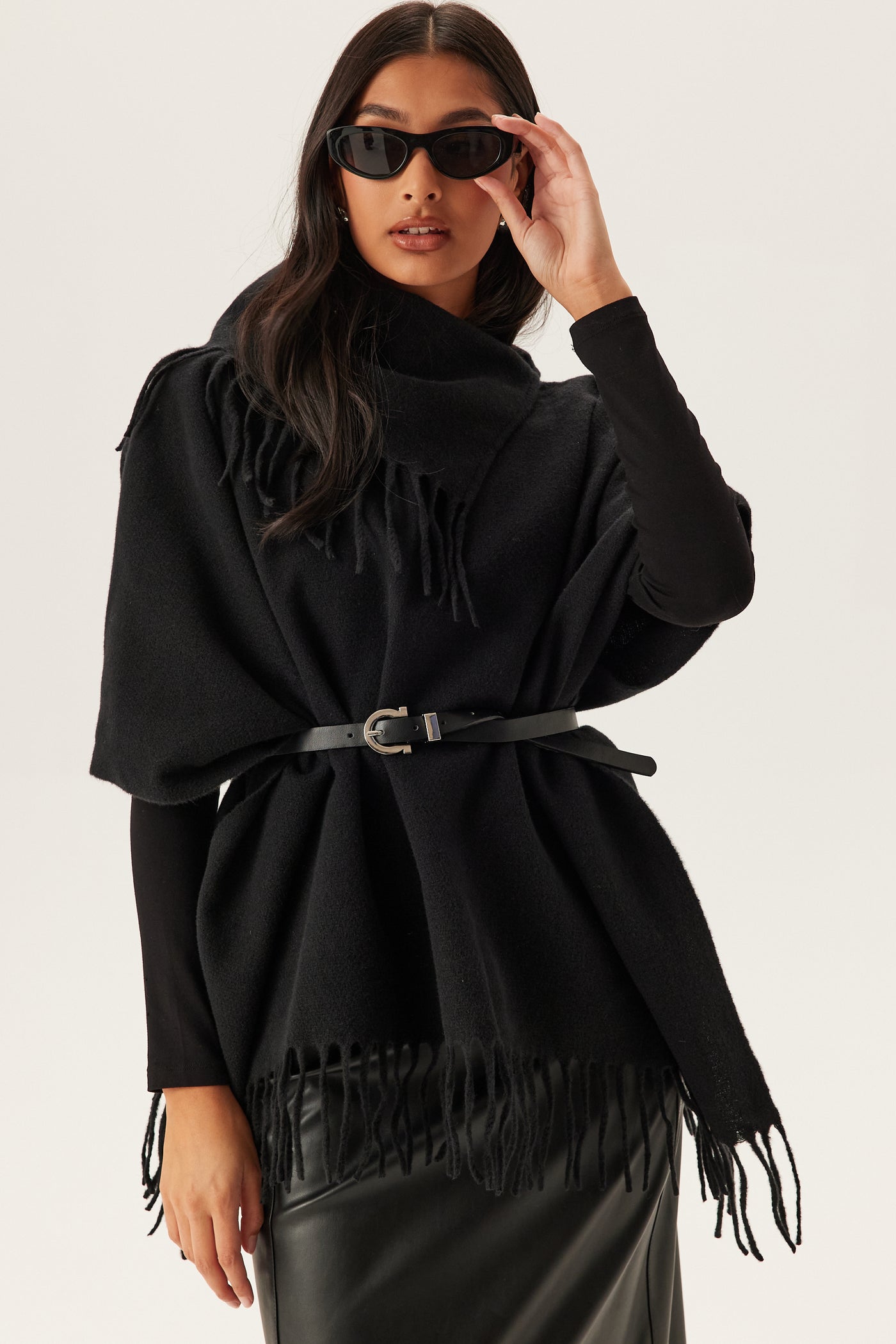 Vila - VILA - Vifjolira High Neck Poncho Black Beauty