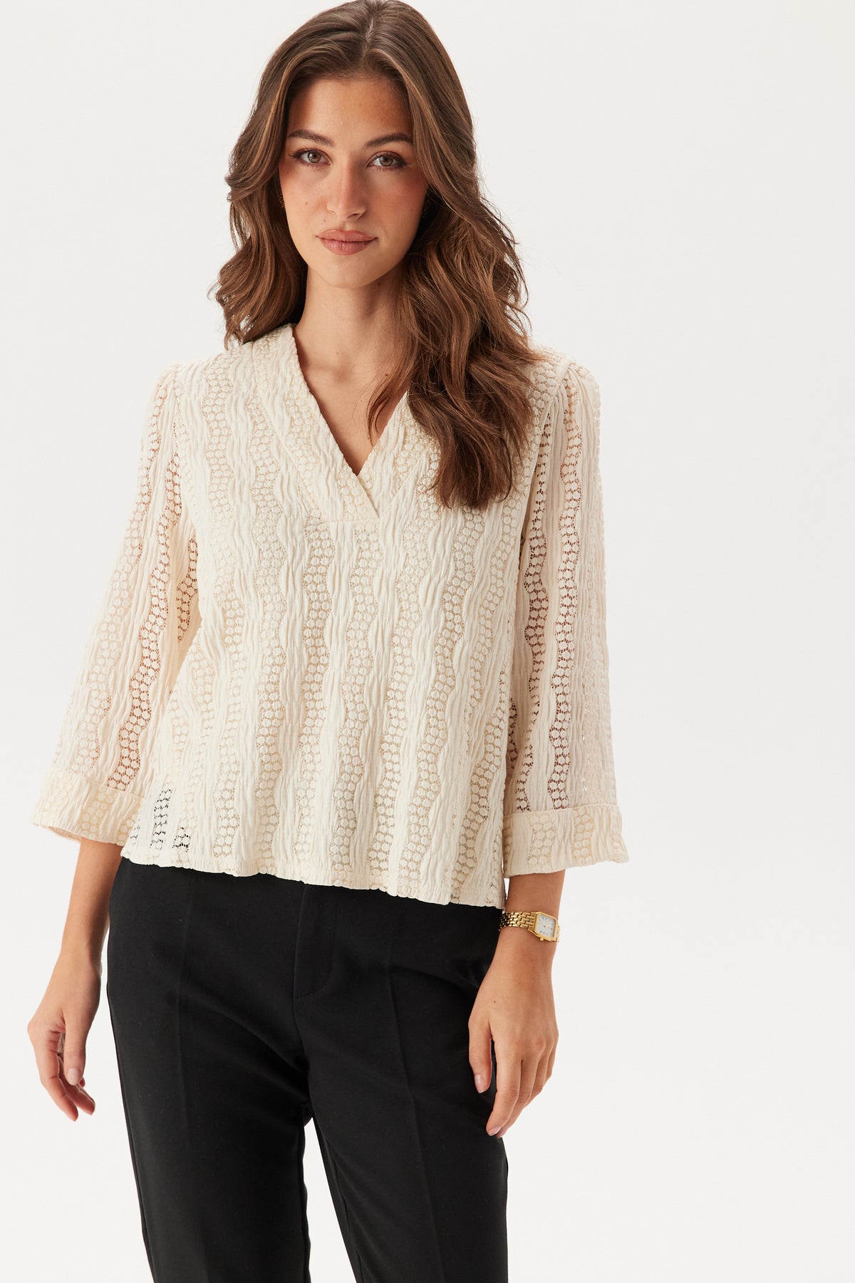 Vila - VILA - Vilumena V-neck 3/4 Top Birch – Bubbleroom